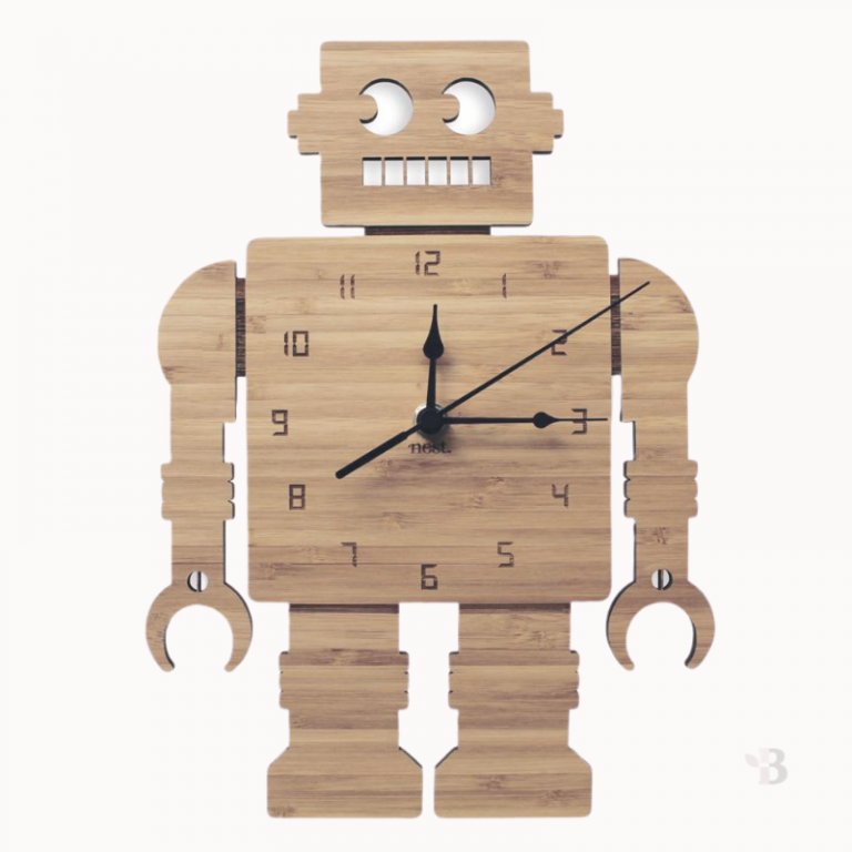 Bamboo Wall Clock - Robot | Afterpay | Bamboo Baby & Kids